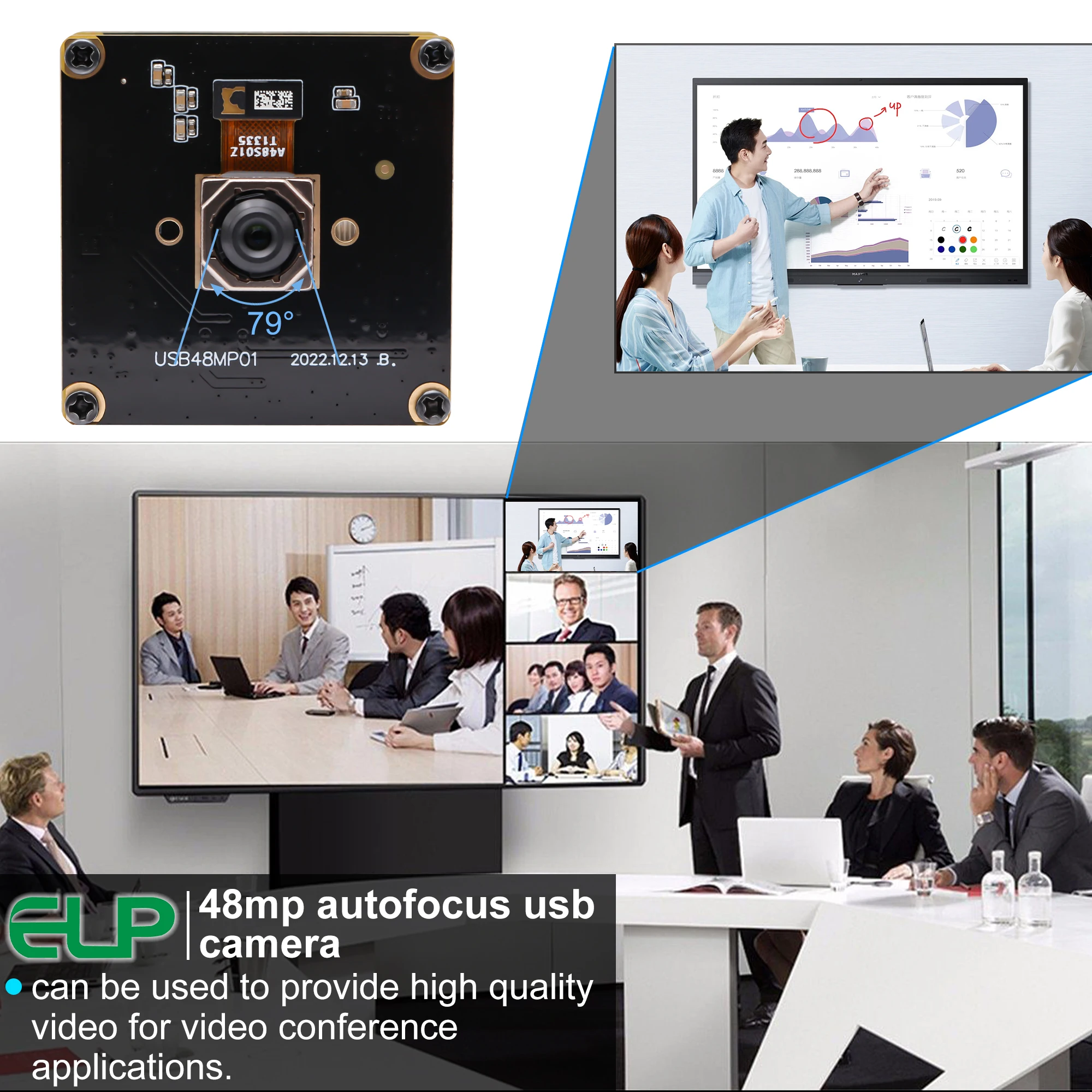 ELP 48MP Autofocus Camera - 8K Ultra HD for Face Recognition