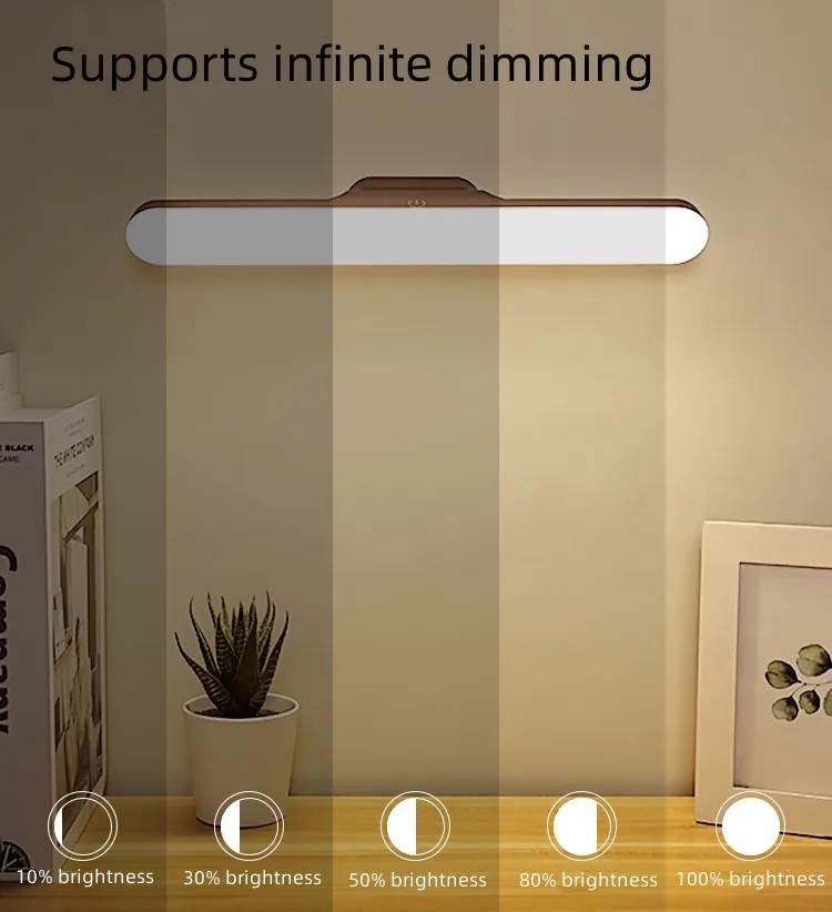 Magnetic Desk Lamp Hanging Wireless Touch For Study Reading Stepless ...