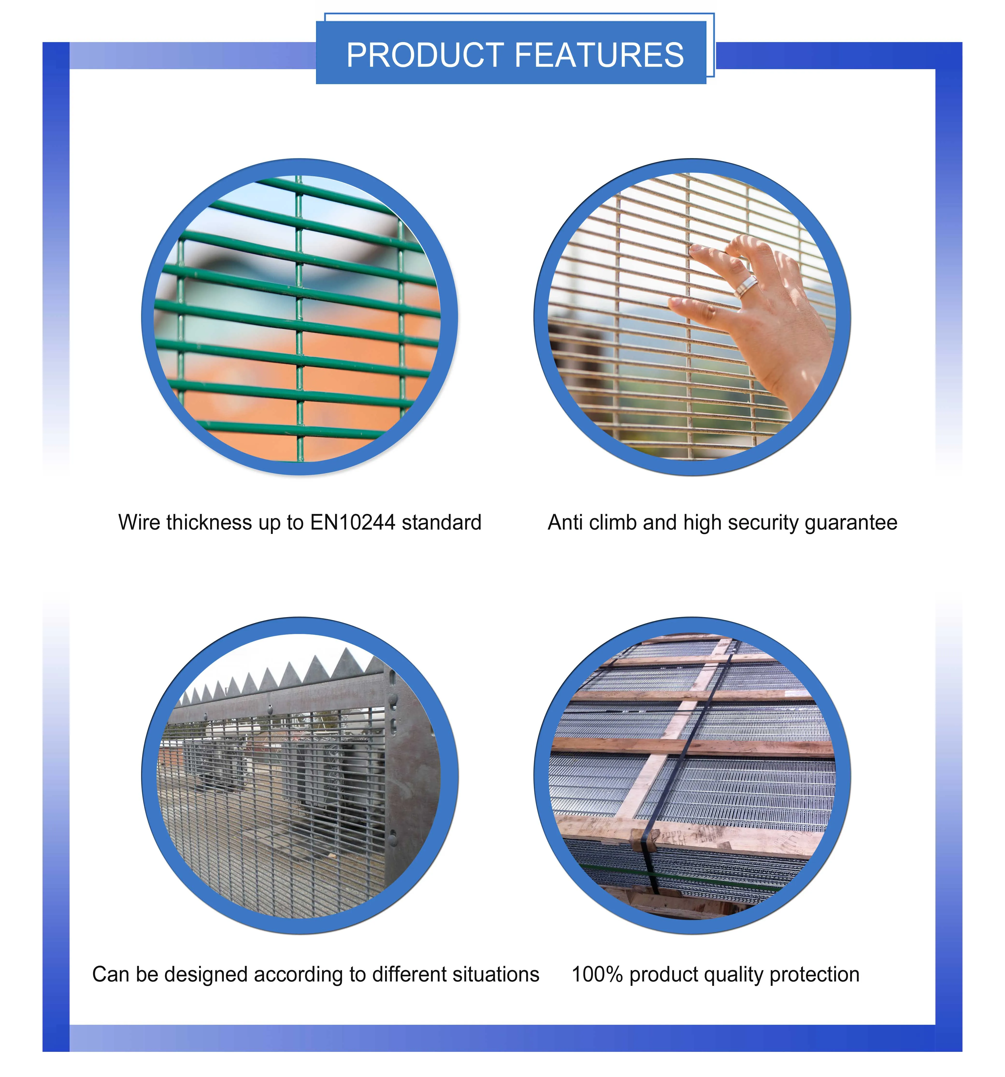 High Safety Powder Coated Welded Mesh 358 Anti Climb Anti Cut Fence ...