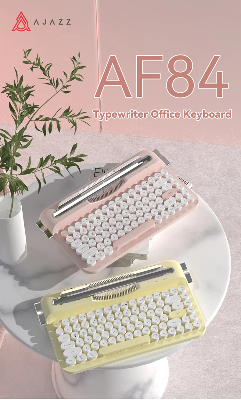Ajazz AF84 Wireless Membrane Keyboard Ultra Slim Quiet Key Design for ...
