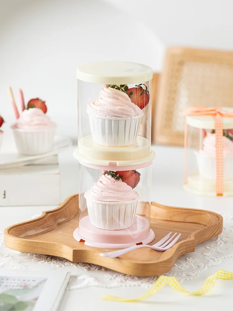 Luxury Mini Cupcake Boxes Plastic Round 2 Inch Single Cake Box for Kid ...