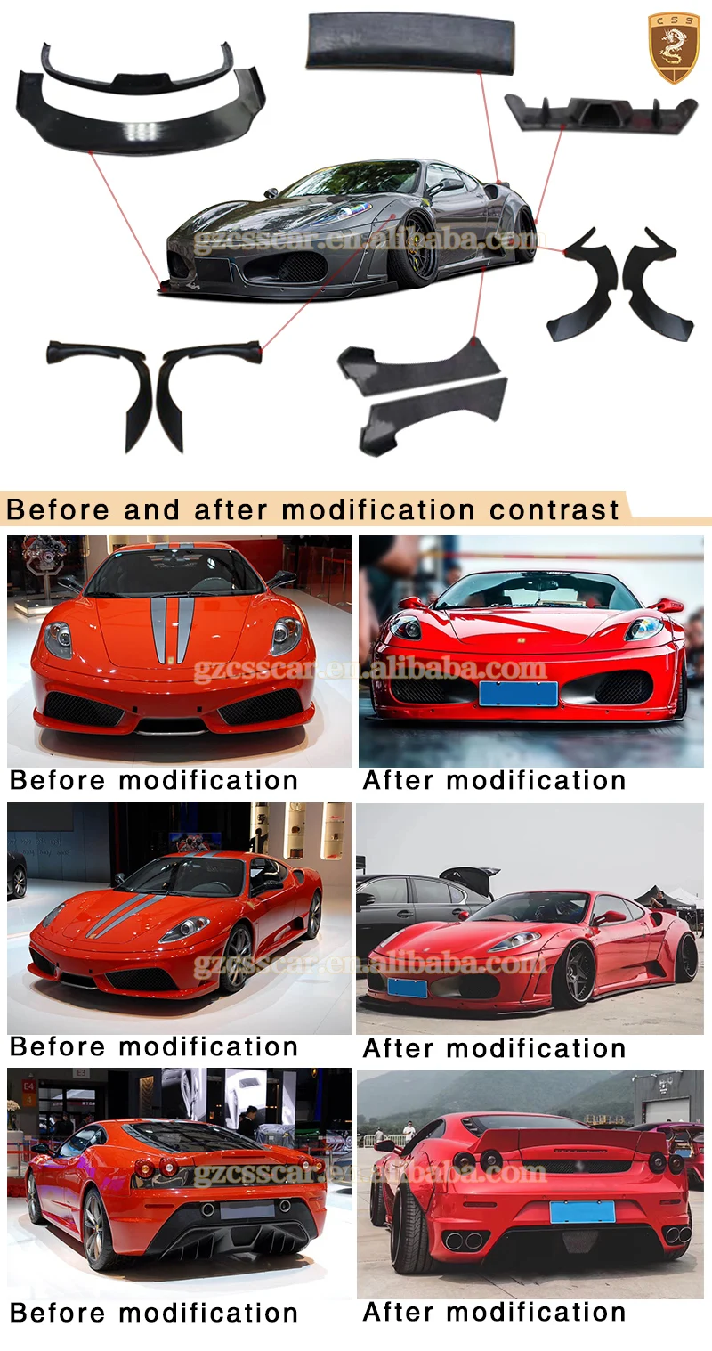F430 LB Style Body Kit - Wide Body Fiberglass Upgrade