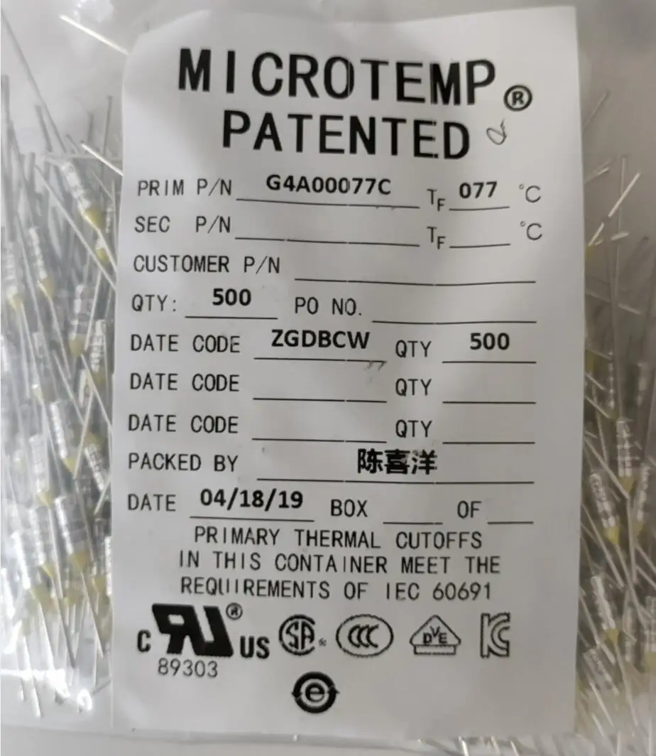 Therm-o-disc TOD Microtemp TCO Thermal Fuse Link G4A00077C