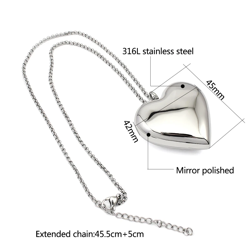 Stainless Steel Heart Pendant Necklace - Romantic Gift