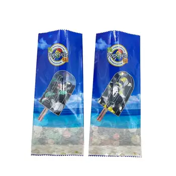 Blue Edible Ice Cream Packaging Bag Flat Pouch With Back Side Seal ...