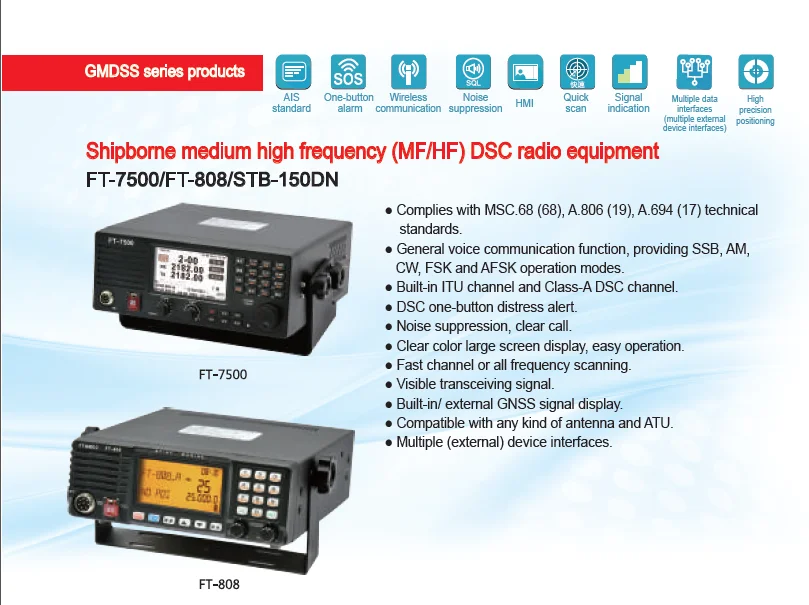 FT-7500 GMDSS MF/HF SSB DSC CLASS a Radio with GPS & Tuner