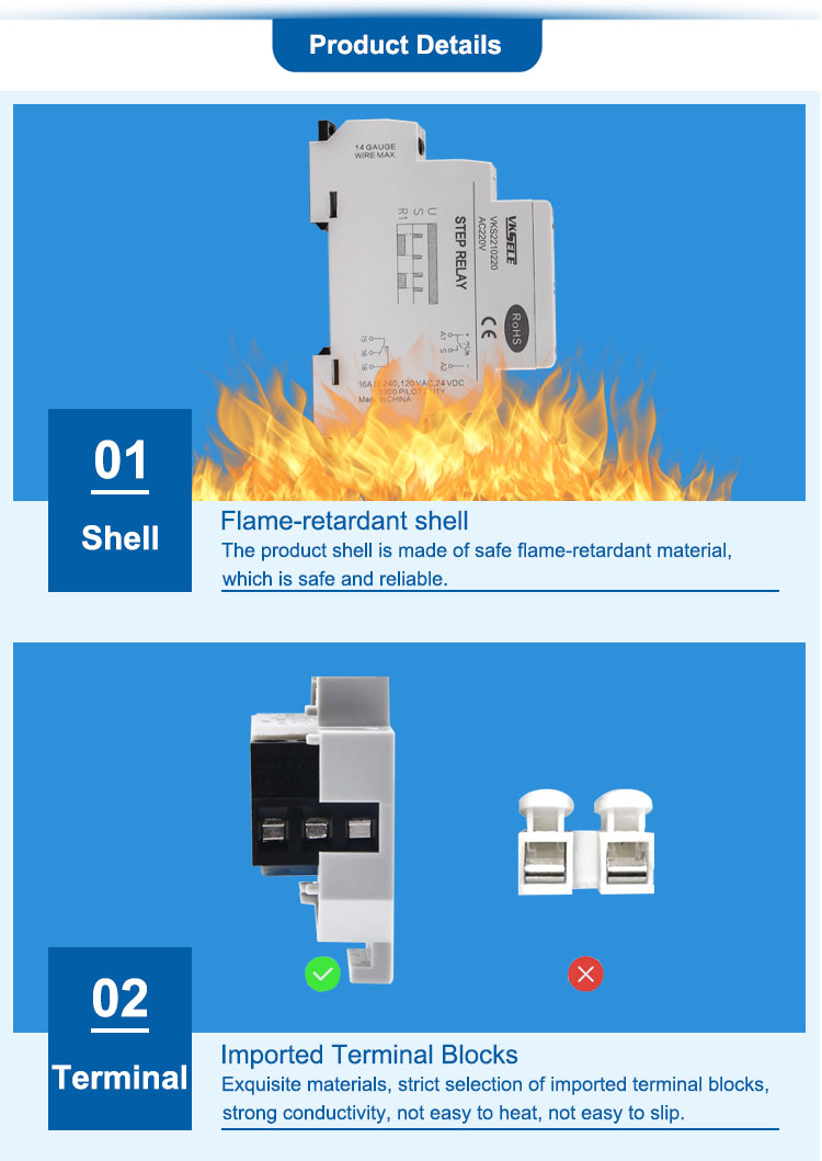 Step Relay Bistable Relay Spdt Dpdt Din Rail Step Relay Vks2210 Vks2220 ...