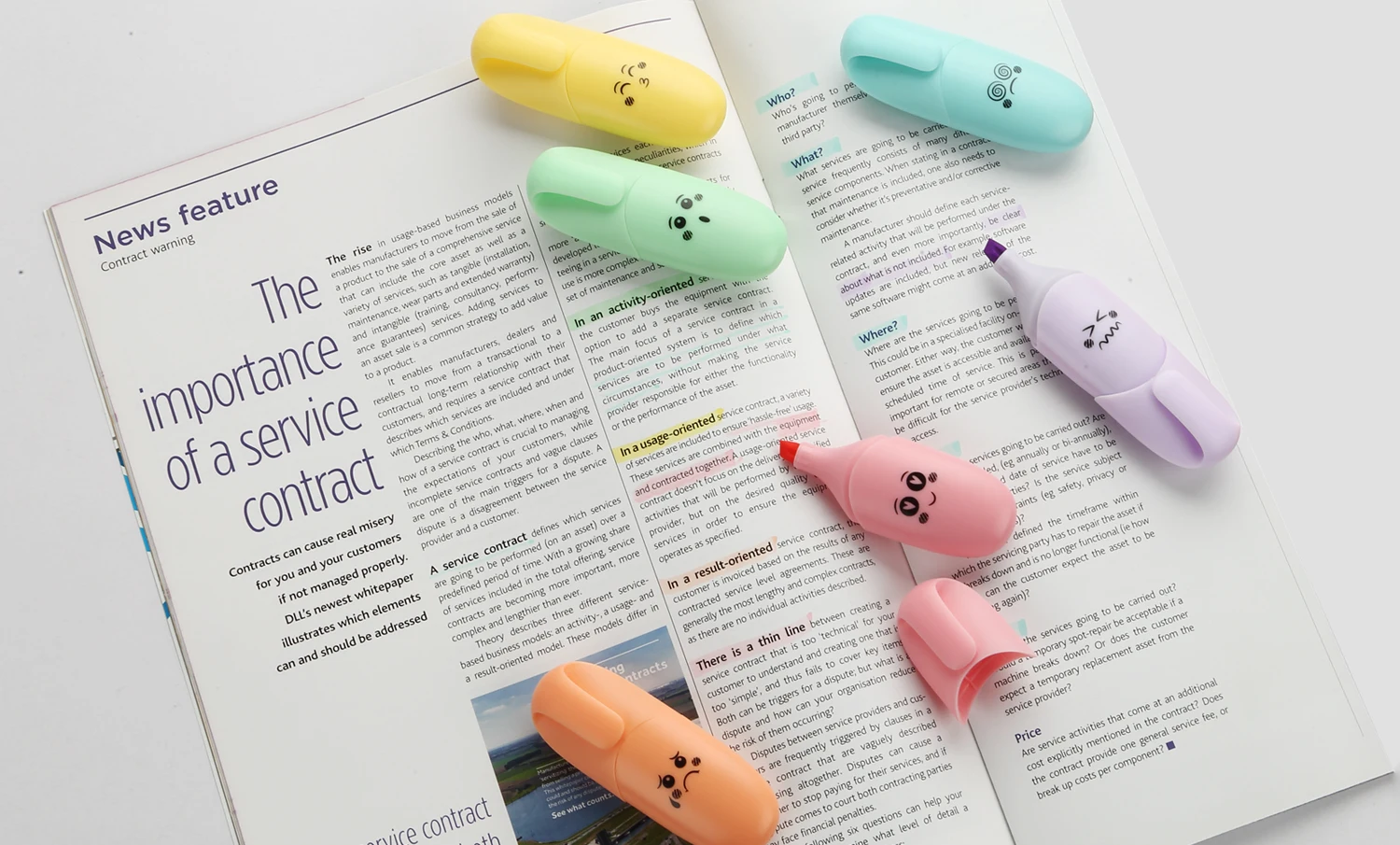 Pastel Mini Highlighter Pens - 6 Colors for School & Office