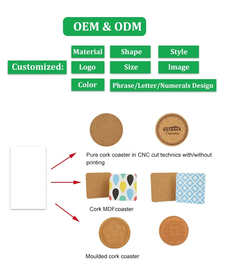 Wholesale Black Carbonized Cork Sheet Coasters Custom Shape Round Cork ...