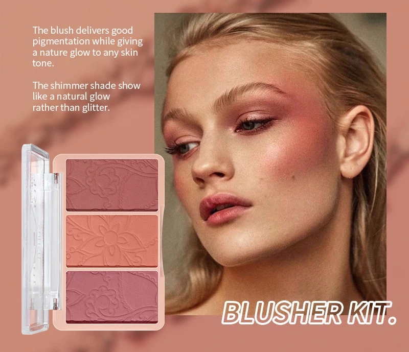 Tri-colour Gradient Powder Blush Eyeshadow Natural Nude Contour Palette ...