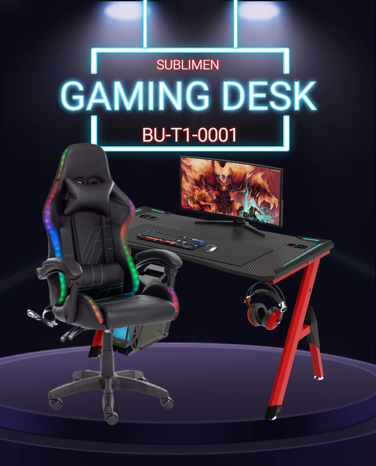 Luces Leds Juego De Mesa De Comedor Marmol Pc Computer Racing Gamers ...