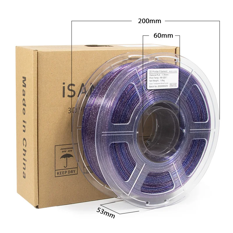 Isanmate PLA Twinkling Filament - Transparent Effect 3D Printing