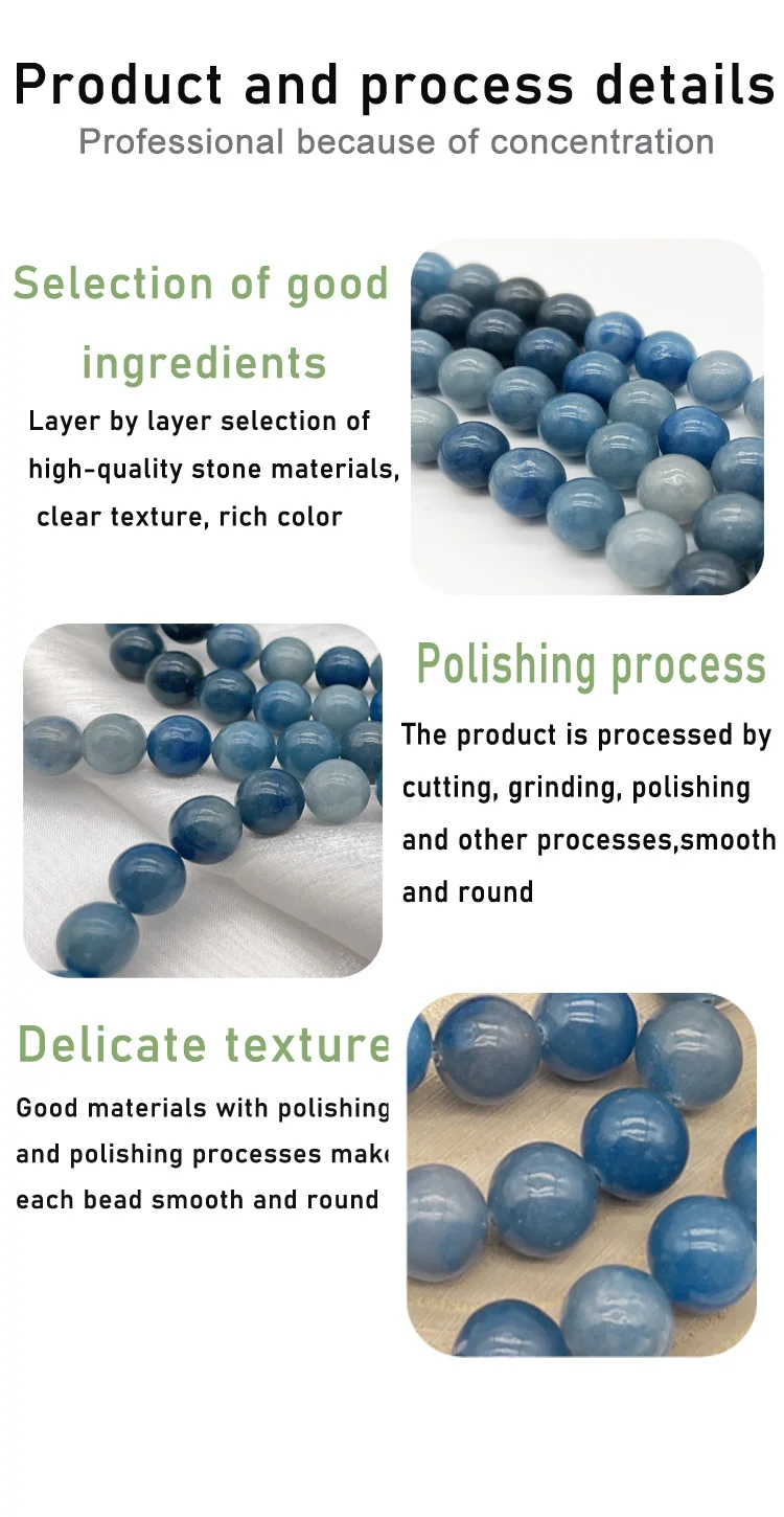 Wholesale Gemstone Blue Donglin Jade Round Beads For Making Jewelry Bracelet Diy Accessories ...