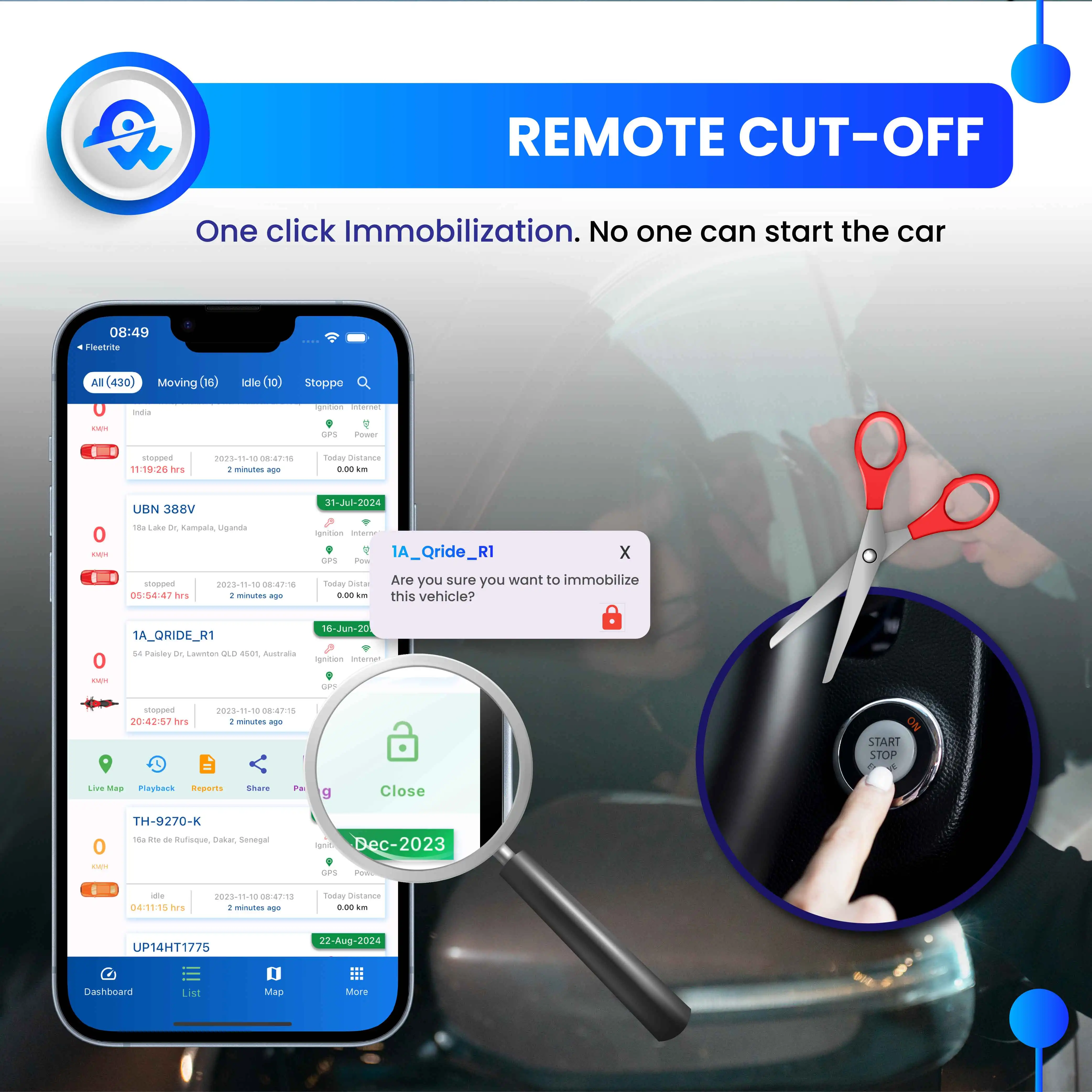 4G LTE Remotely Control Engine Stop GPS GSM GPRS Tracking Device