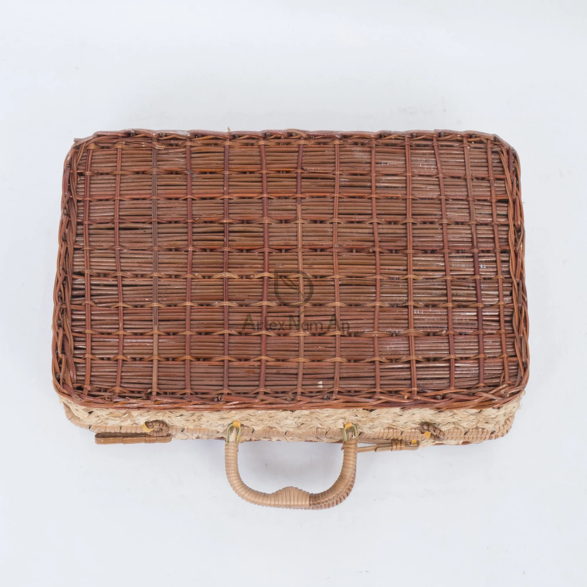 Vintage Suitcase Rattan Suitcase Rattan Luggage Wicker Picnic Basket ...