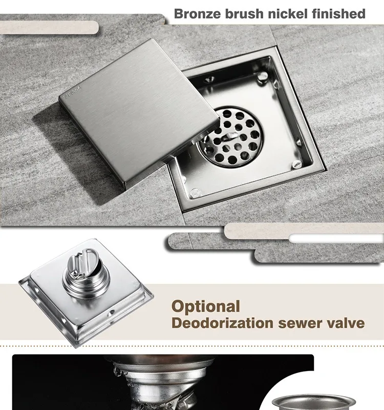 High Quality Stainless Steel Floor Drain 150mm Large Flow Invisible ...