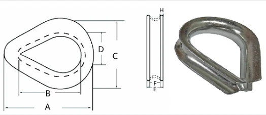 1/2 Inch Wire Rope Thimbles M12 Cable Thimbles 304 Stainless Steel ...
