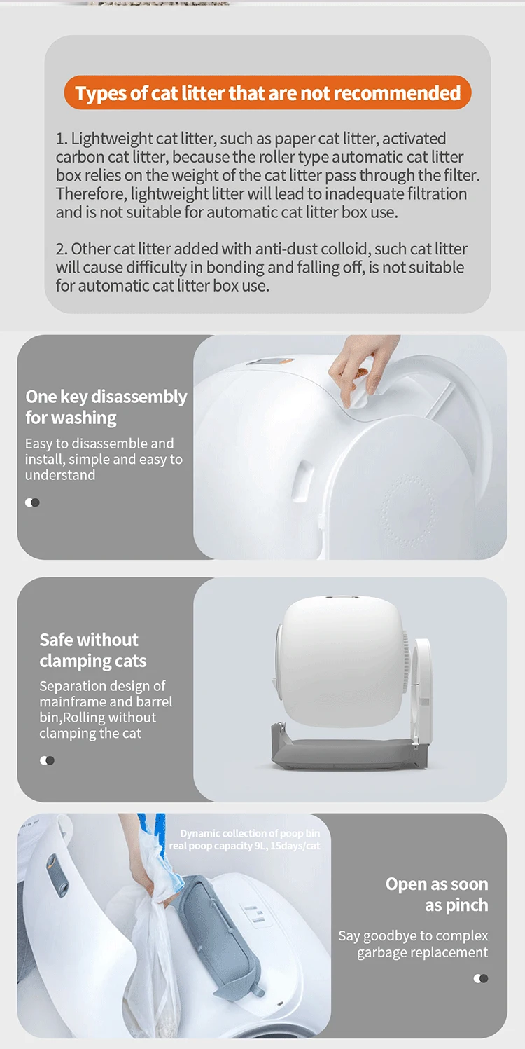 Factory Large Enclosed Automatic Cat Toilet Smart App Control Self ...