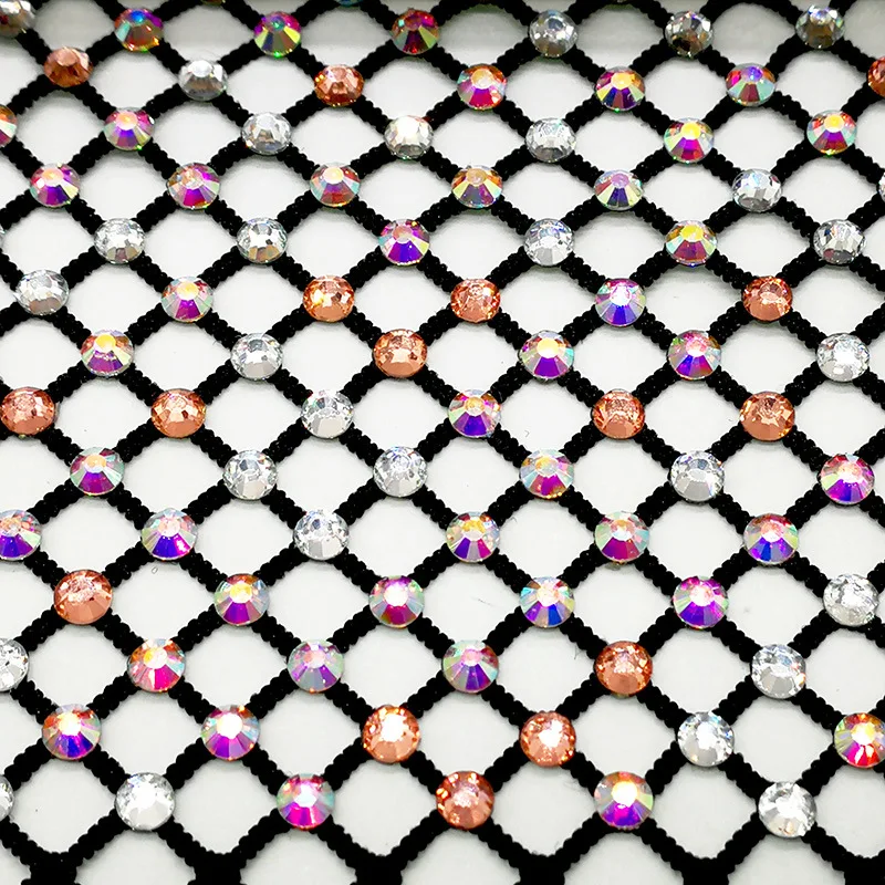Blue Ss10 Transparent Shining Rhinestone Crystal Mesh Fabric Fishnet ...