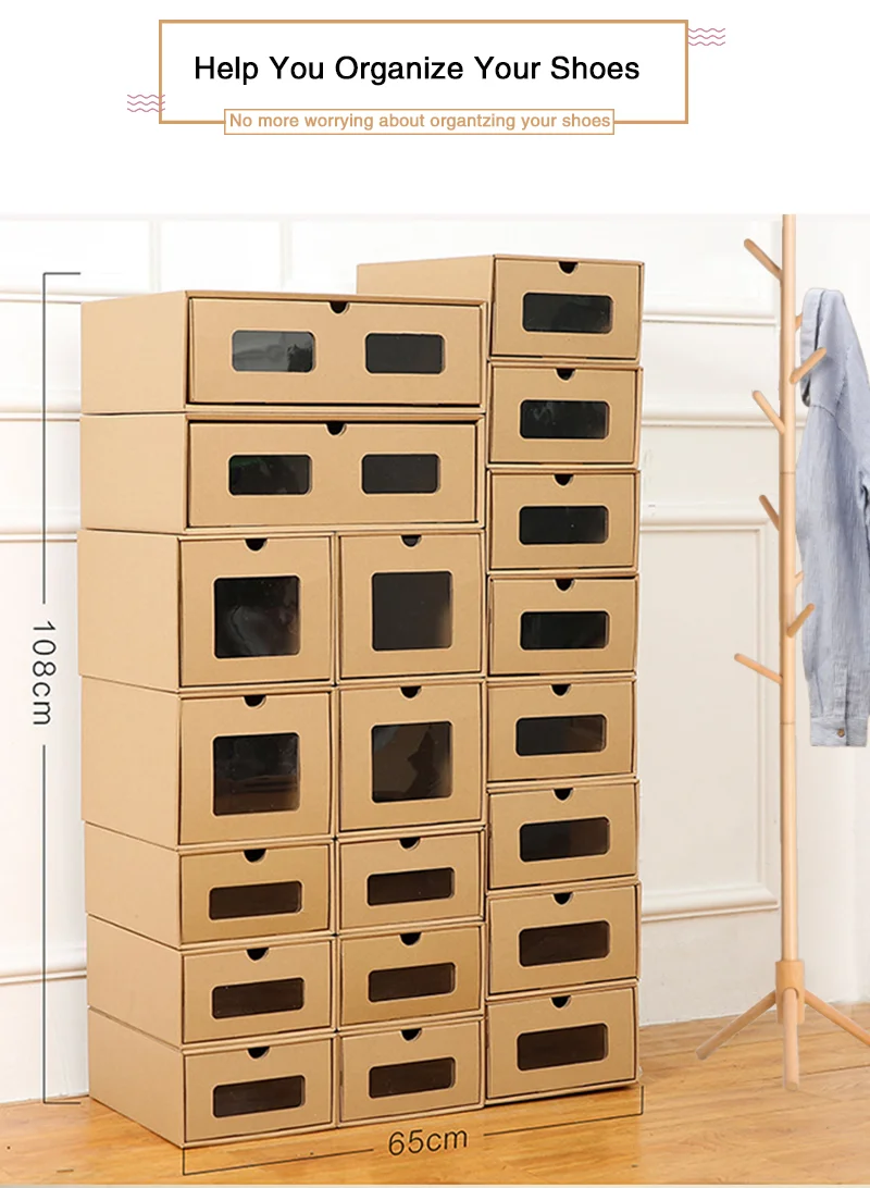 Shoe Packaging Box Storage Shoebox Cowhide Paper Box Thickened ...