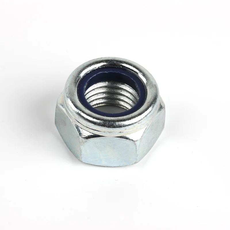 DIN985 Carbon Steel Grade 8 Blue-white Zinc Insert Self-locking Hexagonal Nylon Lock Nut Locking ...