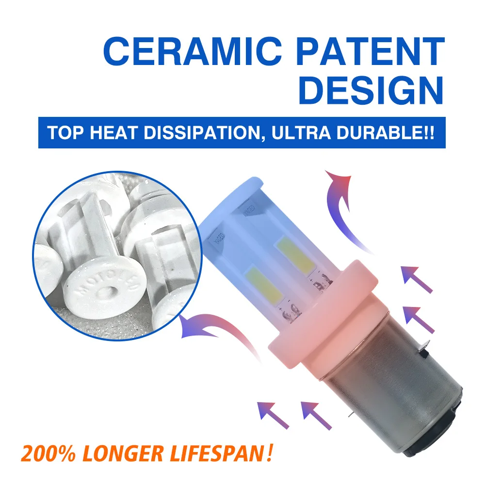 MOTOLED High Quality AC/DC8-80V H4 HS1 BA20D H6 18w Dual Color White ...