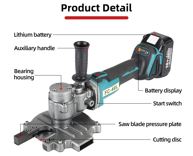 FC-40L Cordless Rebar Cutter Battery Powered Rebar Cutting Tool ...