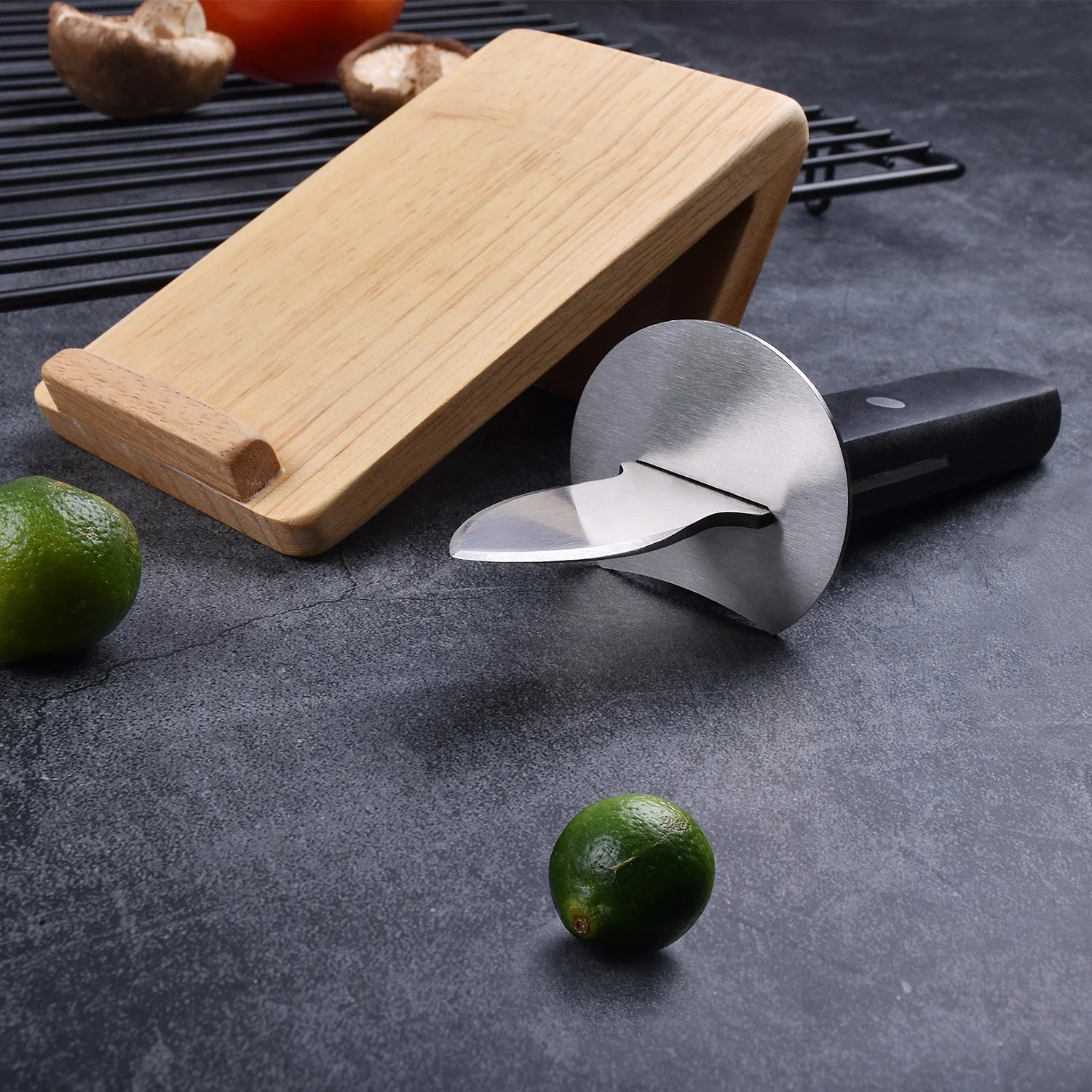 Portable Stainless Steel Seafood Scallop Pry Knife With Wooden Handle ...