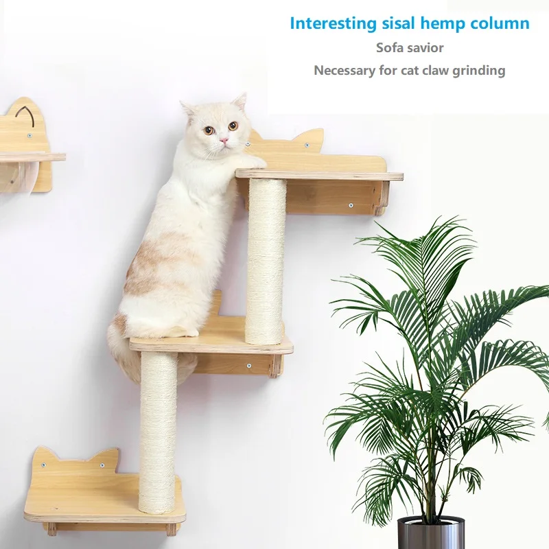 Solid Wood Cat Climbing Frame Column Wall Springboard Nest Frame Cat ...