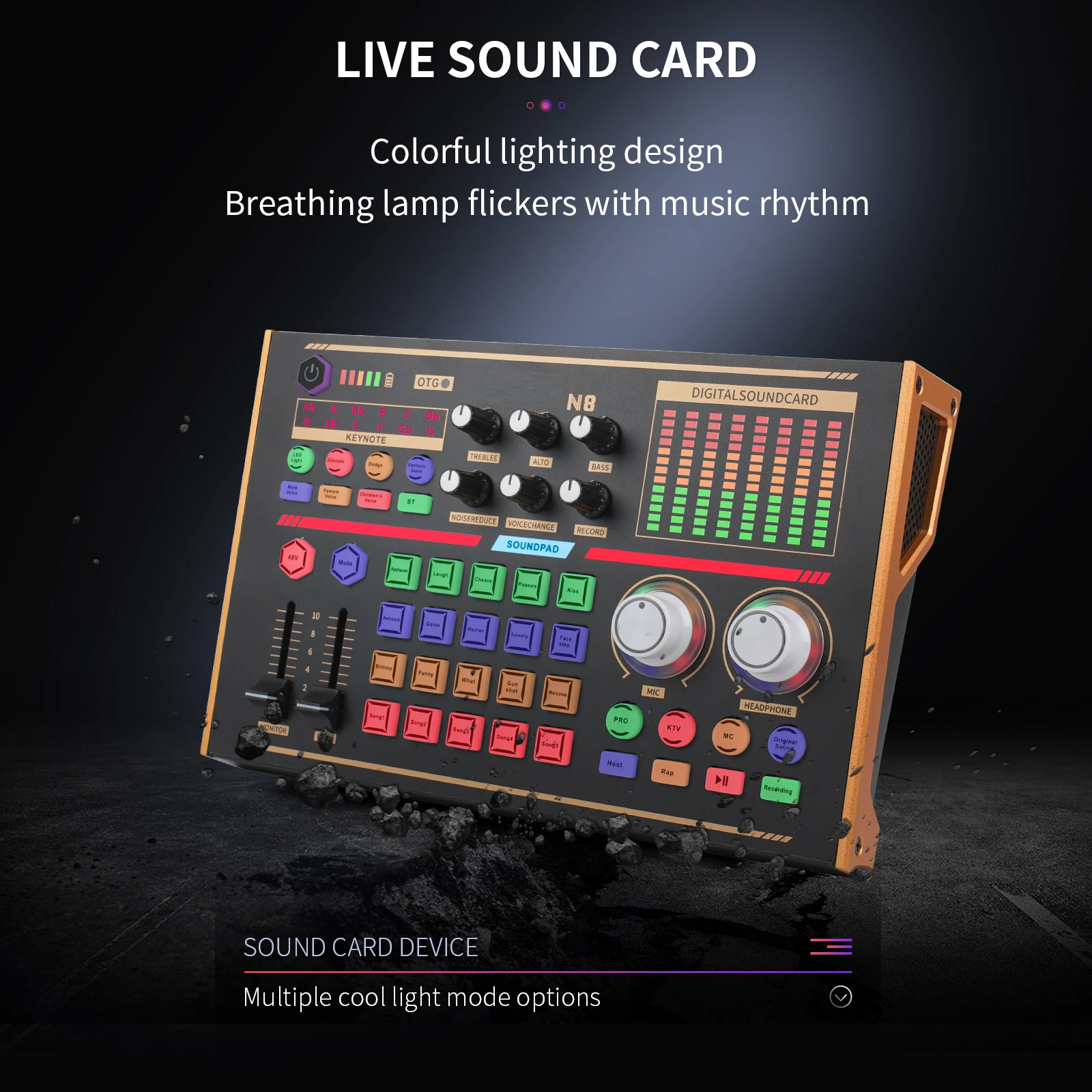 N8 All in One Audio Mixer - RGB Microphone Monitor Headphone