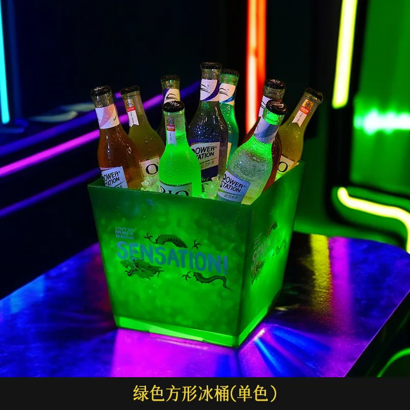 LED Ice Bucket for Champagne Wine Square Ice Bucket Drinks Beer Bucket ...