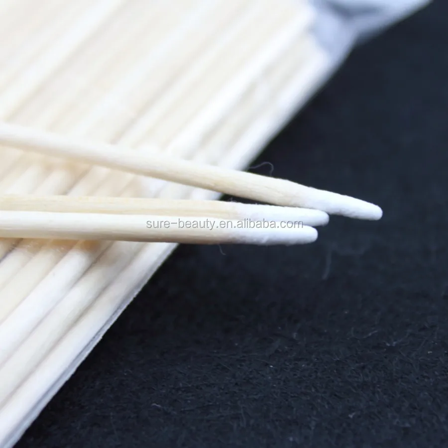 Disposable One Head Cotton Swabs Pointed Sharp Tip Wooden Stick Cotton ...