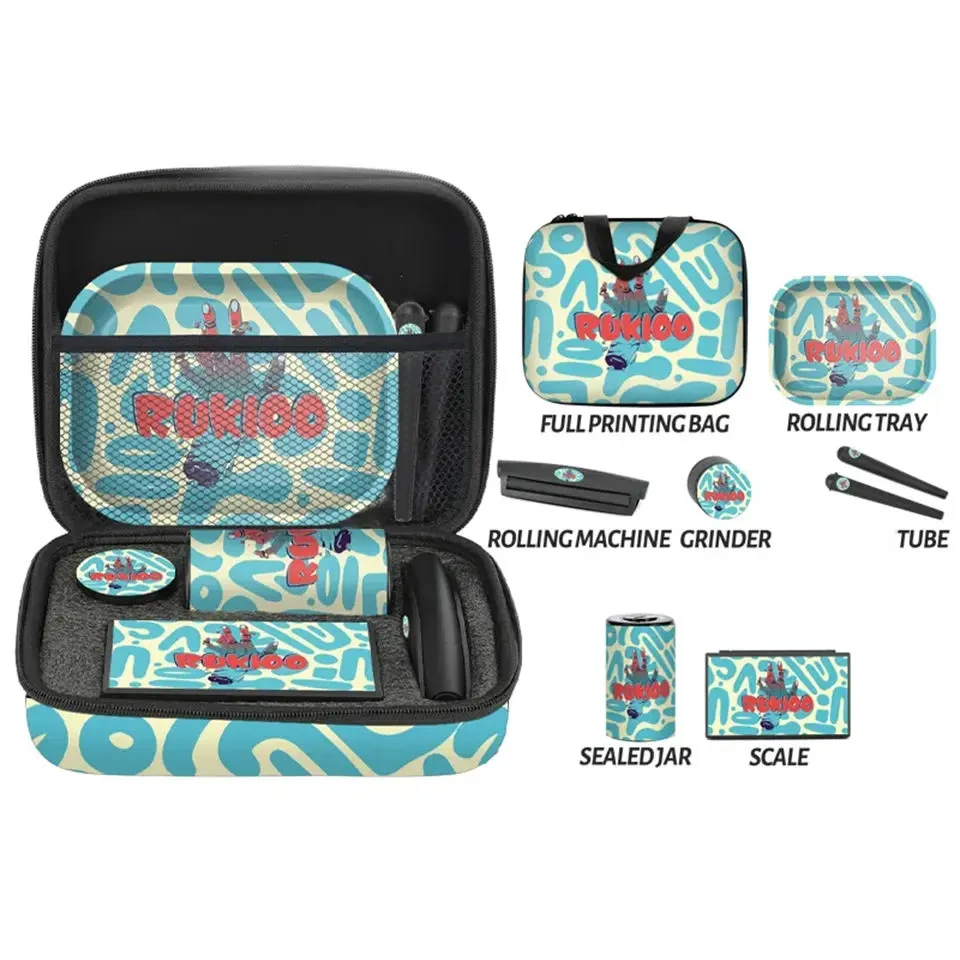 Custom Logo Travel 6 In 1 Smoking Kit With Rolling Machine Grinder Tube ...