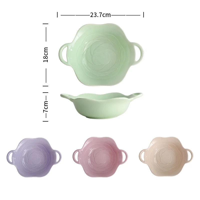 High Appearance Level Ceramic Bowl Irregular Binaural Flower Bowls ...
