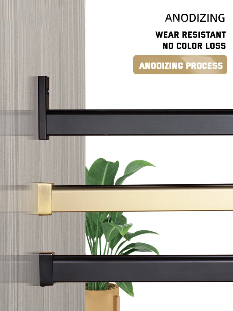 Wall Mounted Aluminum Closet Hanging Rod - Easy Install