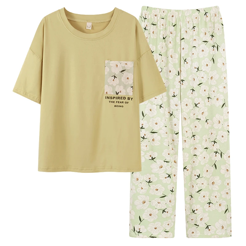Print Set Floral Cotton Piyama Nightgown Korean Sleepwear Pijama ...
