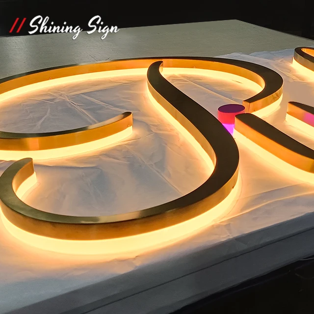 Shining Sign Custom 3D Illuminated Letters Stainless Steel Electroplate ...