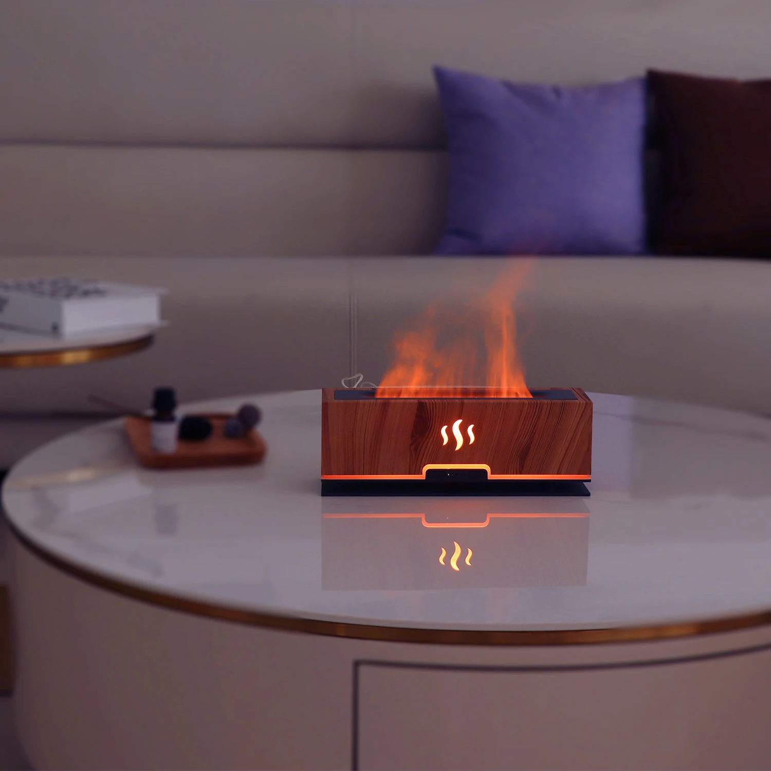 Rectangular Flame Aromatherapy Diffuser 200ml Humidifier Purifier ...