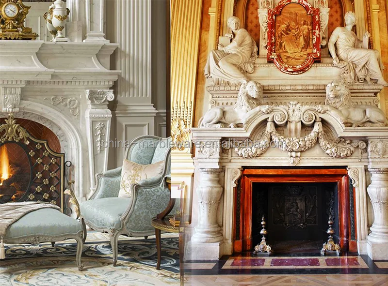Custom Luxury White Marble Fireplace Surround Large Mantel Double ...