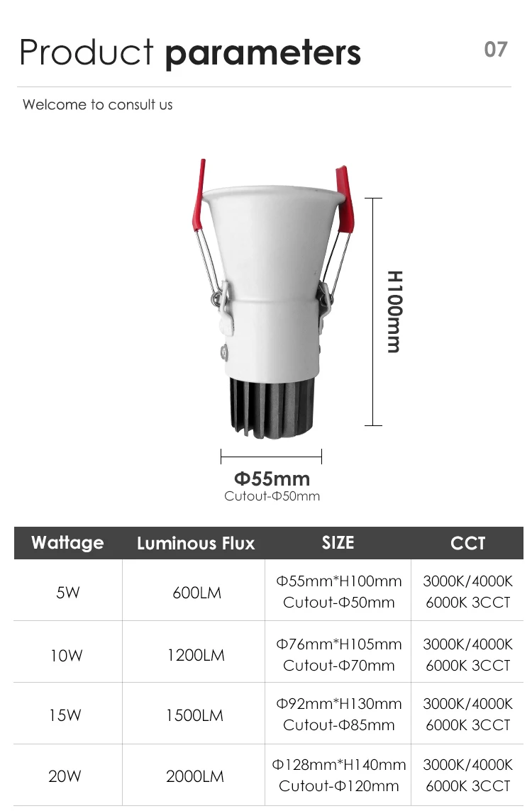 Modern Design White/Black Color Recessed Mini COB Down Lamp Indoor Housing 5w 10w 15w 20w LED ...