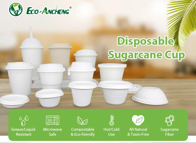 Disposable Sugarcane Coffee Cups - Biodegradable & Eco-friendly