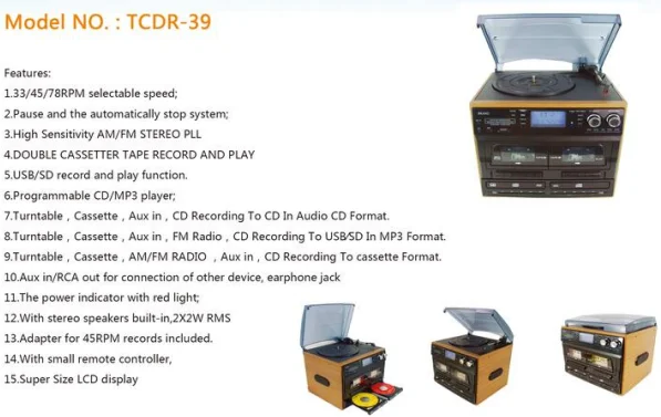 Retro Vinyl Multifunction Record Player Turntable Phonograph - Buy ...