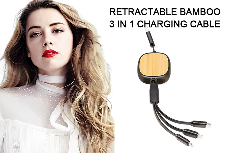 Retractable Eco-friendly Bamboo Data Transfer 5a Fast Charging For ...