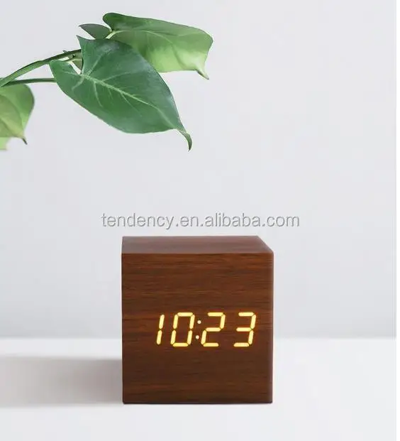 Wood Cube Alarm Clock - Stylish & Functional Timekeeper