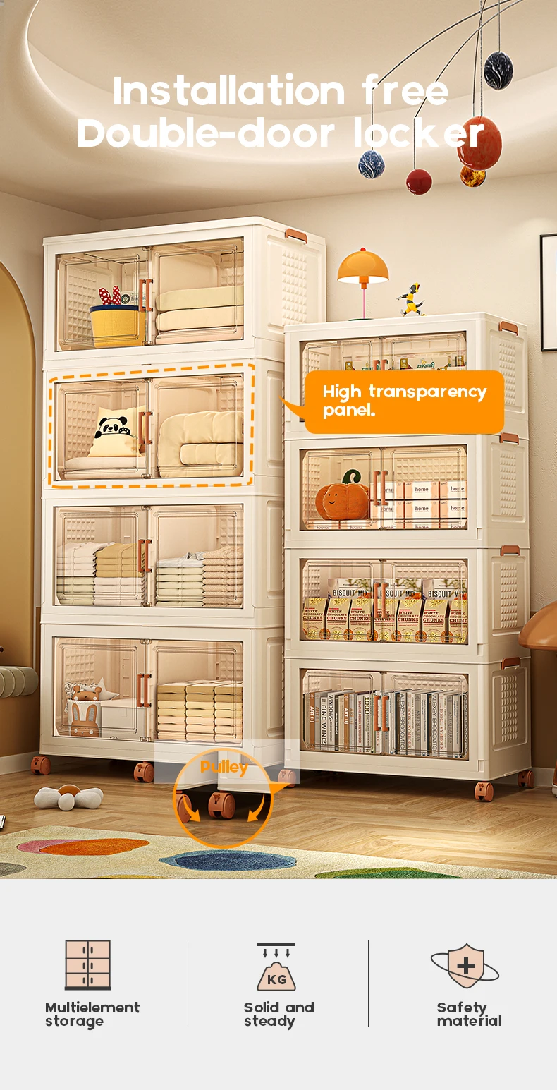 Rmier Stackable Plastic Storage Bins - 5 Tier Cabinet