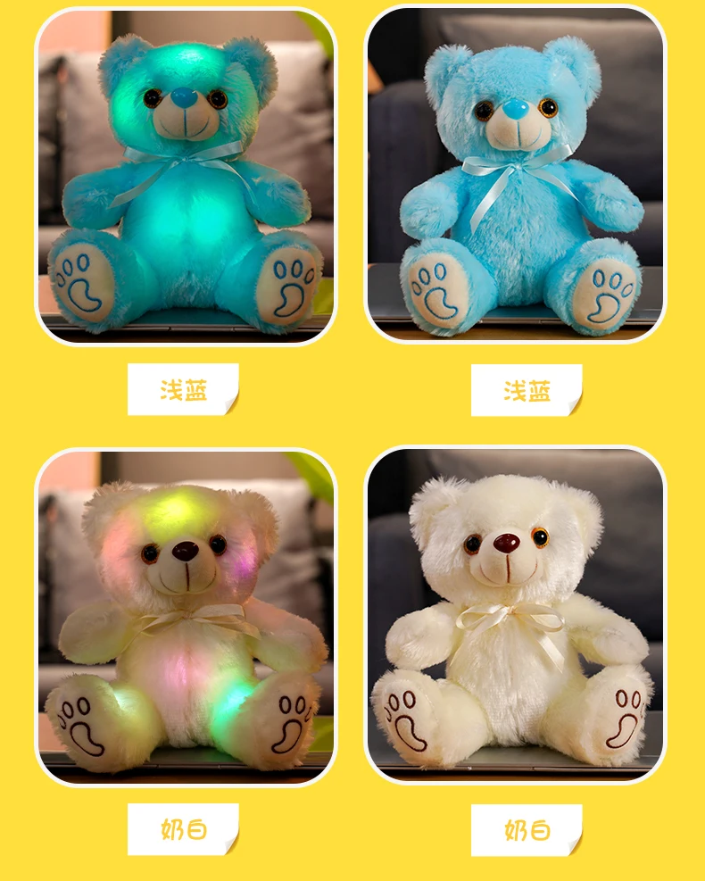 Spot Goods 22cm Soft Night Led-glowing Stuffed Animal Doll Teddy Bear ...