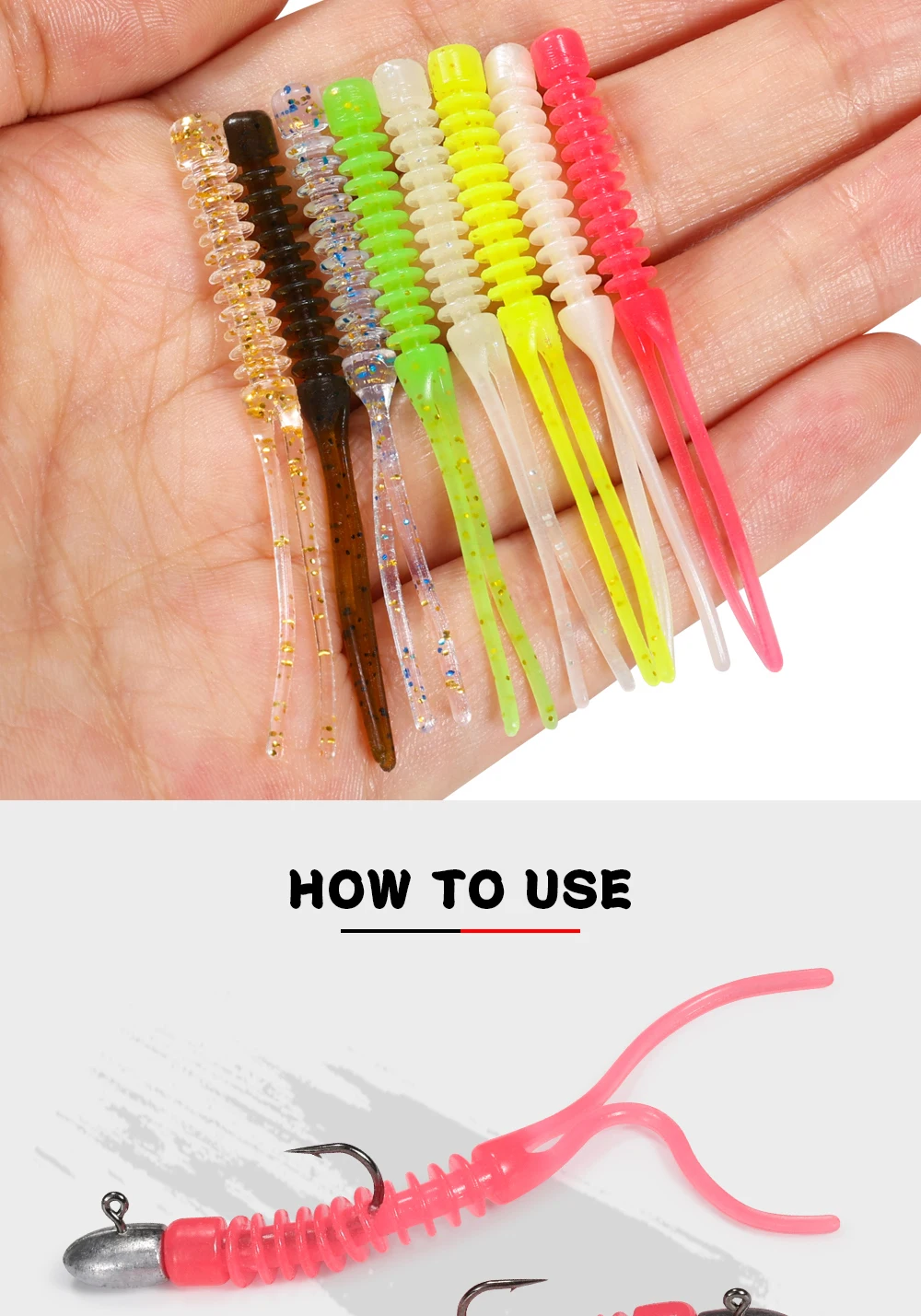 Spinpoler TPR Fishing Lures Soft Bait Mini Ajing Worm 55mm Isca ...