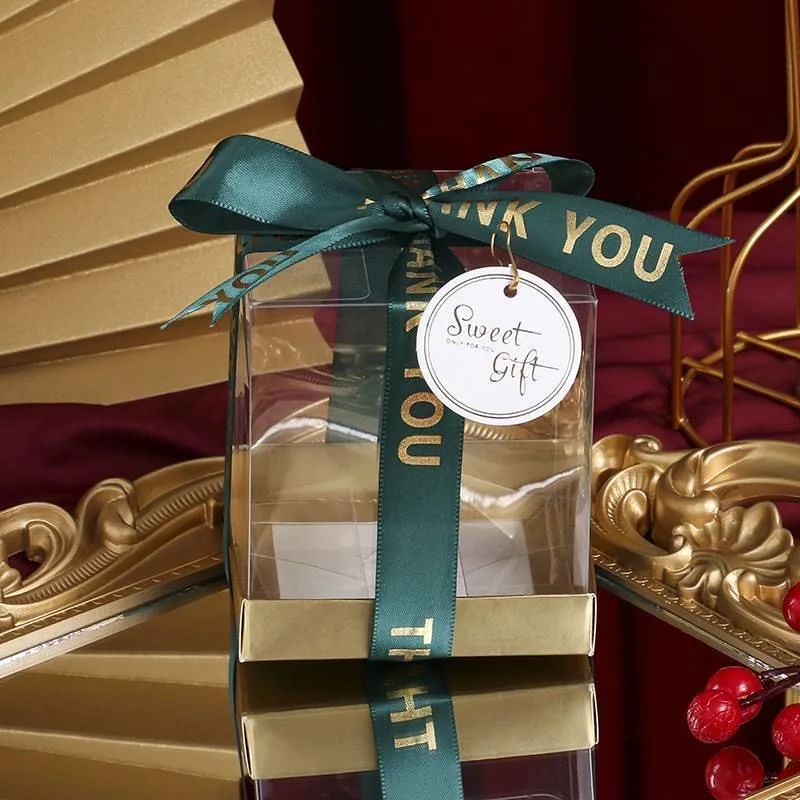 Clear Pvc Wedding Favor Boxes Ribbon Packing Custom Folding Cookie ...
