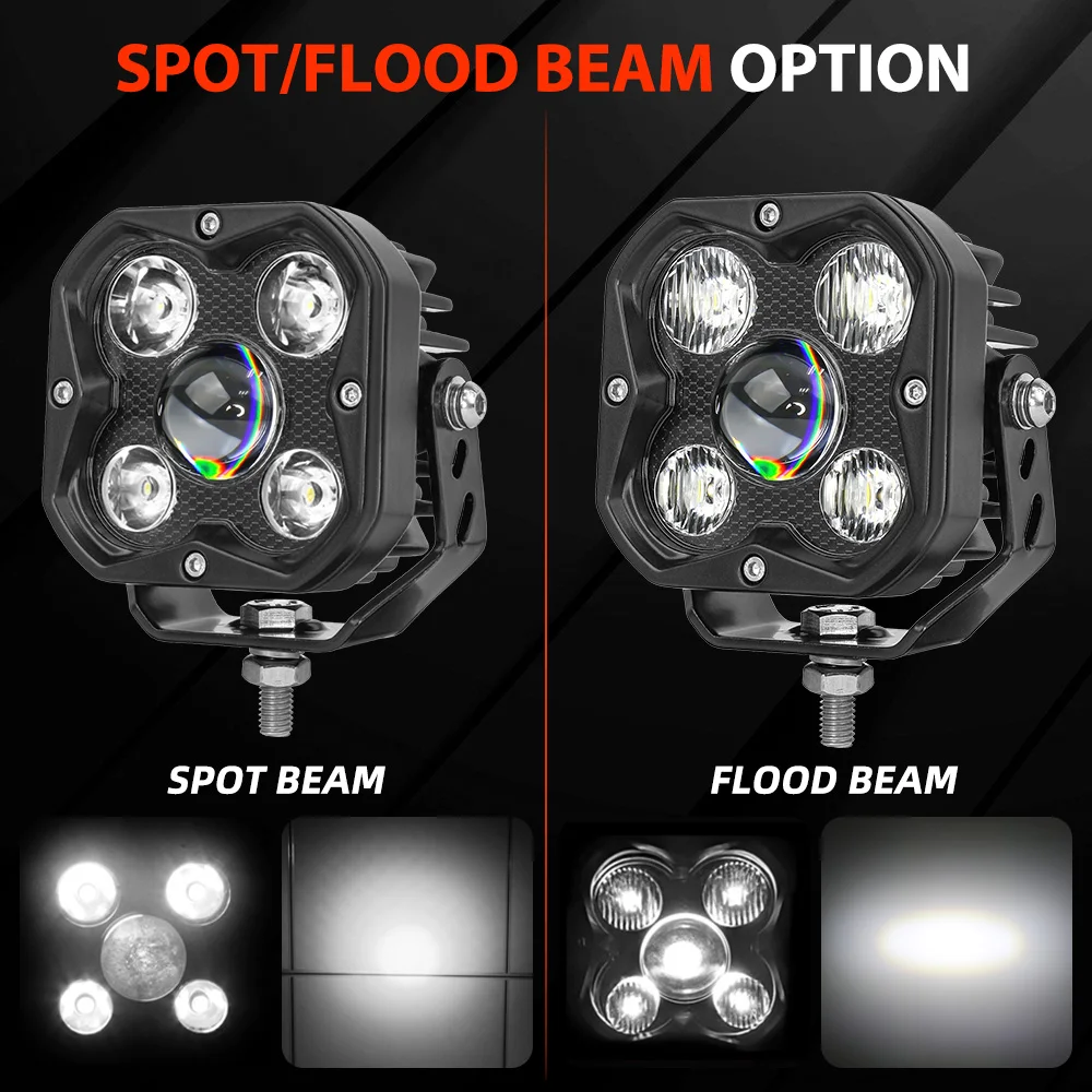 ECE R10 Super Bright Driving Spot Flood 3 Inch Square LED