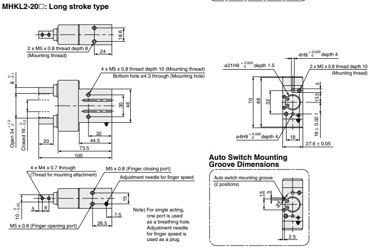 Wedge Cam Operation Slide Guide Air Gripper Mhk2 Mhkl2 Mhk2-12d Mhk2 ...